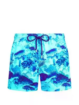 Vilebrequin Moorise Coral-print Swim Shorts - Blue