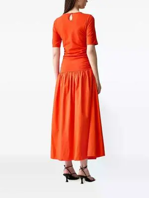 NEVER FULLY DRESSED Embroidered Ruched Maxi Dress