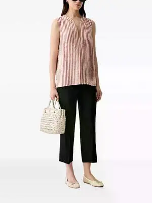 PEDRO DEL HIERRO Vertical Stripe Sleeveless Band Collar Top