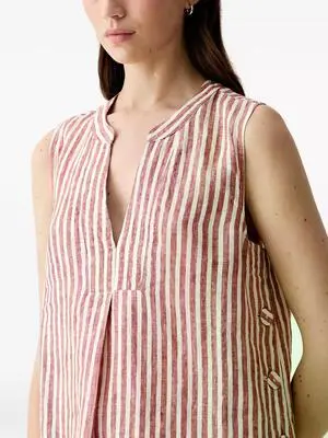 PEDRO DEL HIERRO Vertical Stripe Sleeveless Band Collar Top