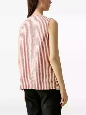 PEDRO DEL HIERRO Vertical Stripe Sleeveless Band Collar Top