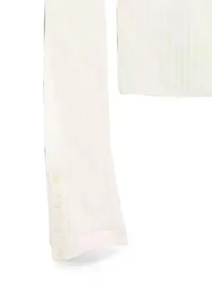 Patrizia Pepe Ribbed Funnel Neck Knit With Button Cuffs - Neutrals