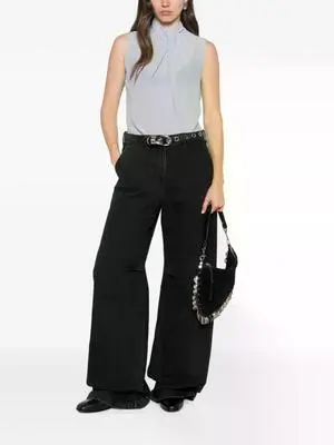 Patrizia Pepe High-neck Pleat-detail Blouse - Blue