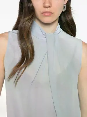 Patrizia Pepe High-neck Sleeveless Blouse With Pleat Detail