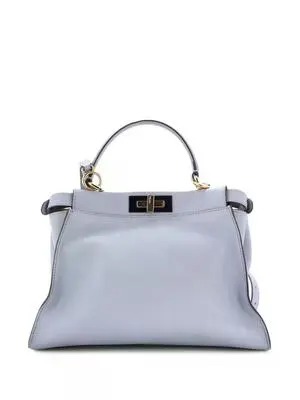 Fendi Peekaboo Rigid Leather Regular Satchel - Blue