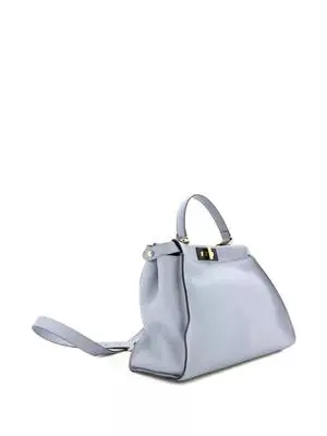 Fendi Peekaboo Rigid Leather Regular Satchel - Blue