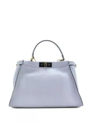 Fendi Fendi Peekaboo Rigid Leather Regular Satchel Blue