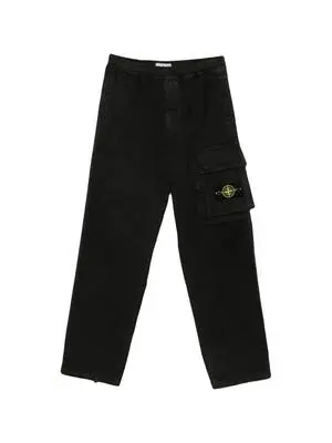 Stone Island Logo Patch Cargo Pants - Black