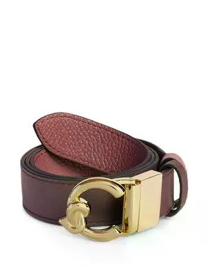 COCCINELLE Logo-plaque Pebbled-leather Belt - Red