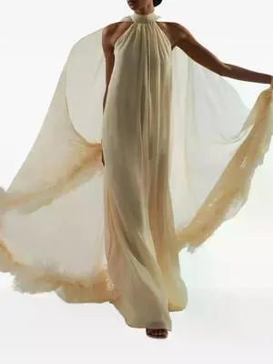 TALLER MARMO Eterea Feather-trim Gown