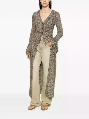 Patrizia Pepe Fringed Chiné-knit Cardigan