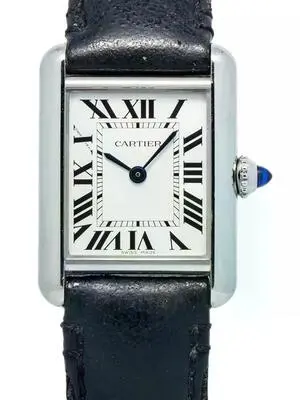 Cartier Tank Must 29.5mm Watch With Dial And Black Leather Strap