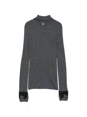 Patrizia Pepe Lace-trim Turtleneck Knit - Grey