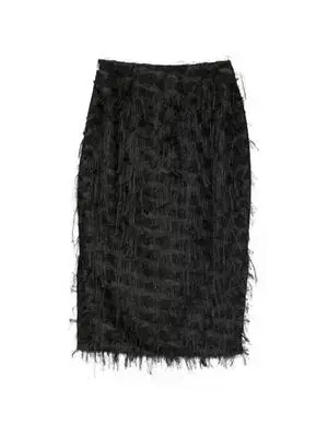 Patrizia Pepe Fringe-detail Midi Skirt - Black