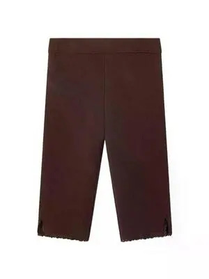 HOUSE OF SUNNY Crochet Trim Side Slit Trousers - Brown