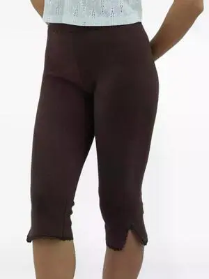 HOUSE OF SUNNY Crochet Trim Side Slit Trousers - Brown
