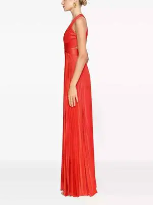 NISSA Pleated Satin Maxi Dress