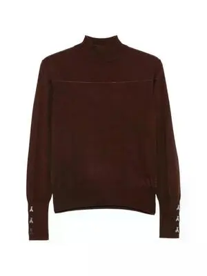 Patrizia Pepe Embellished Turtleneck Knit - Brown