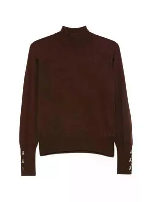Patrizia Pepe Embellished Turtleneck Knit - Brown