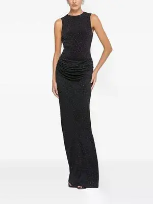 NISSA Rhinestone Embellished Maxi Dress - Black