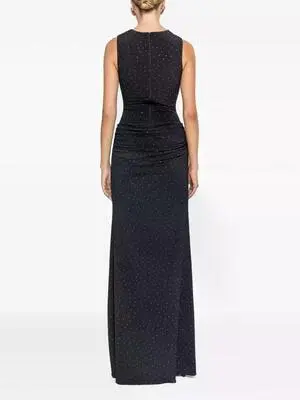 NISSA Rhinestone Embellished Maxi Dress - Black