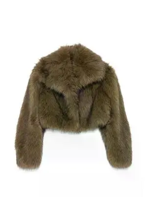 Patrizia Pepe Faux-fur Cropped Jacket - Green