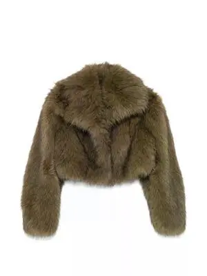 Patrizia Pepe Faux Fur Cropped Jacket - Green