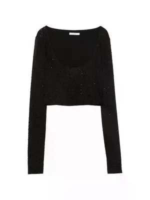 Patrizia Pepe Rhinestone Embellished Cropped Top