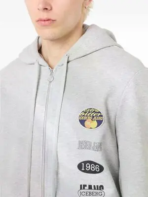 Iceberg Zip-up Hoodie With Logo Patch - Grey