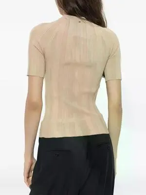 Sportmax Button-detail Ribbed T-shirt - Neutrals