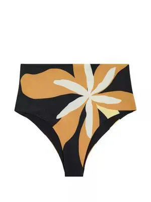 CALA DE LA CRUZ Elisa High-waisted Floral Bikini Bottoms - Black
