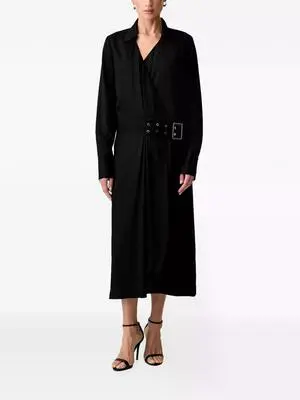 TRUSSARDI Belted Wrap-style Midi Dress - Black