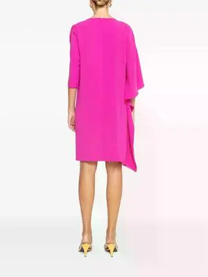 NISSA Fuchsia Midi Dress With Ruffled Detailing And Bow Accent