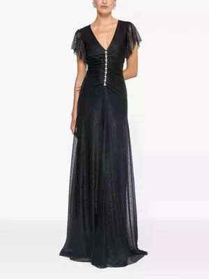 NISSA Crystal-detail Maxi Dress - Black
