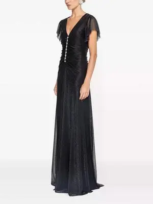 NISSA Crystal-detail Maxi Dress - Black