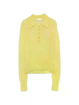 Patrizia Pepe Open-knit Buttoned Sweater - Yellow