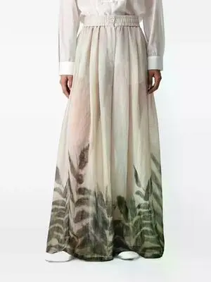 VICOLO Leaf-print Palazzo Pants - Neutrals