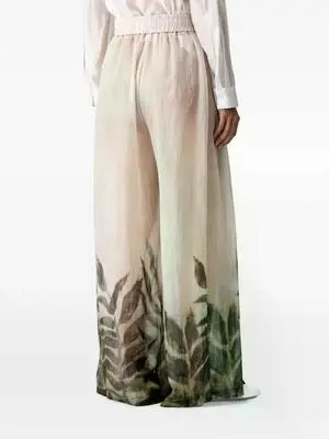 VICOLO Leaf-print Palazzo Pants