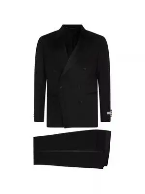 Canali Double-breasted Peak-lapel Suit - Black