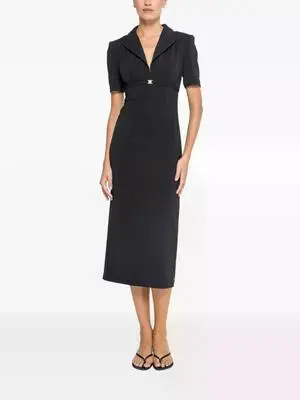 NISSA Fitted Midi Dress With Gold-tone Buckle Detail - Black