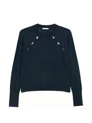 Patrizia Pepe Embellished Wool Knit Pullover - Blue