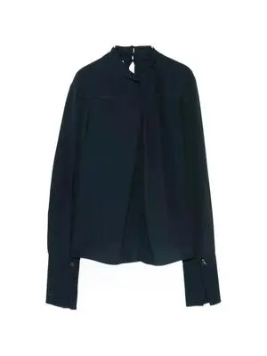 Patrizia Pepe Draped-collar Long-sleeve Blouse - Blue