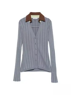 Patrizia Pepe Ribbed Colour-block Cardigan - Grey