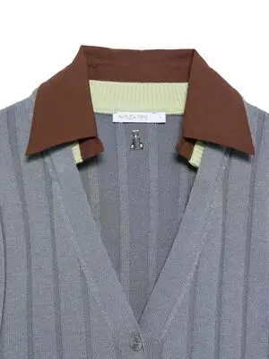 Patrizia Pepe Ribbed Knit Color-block Cardigan