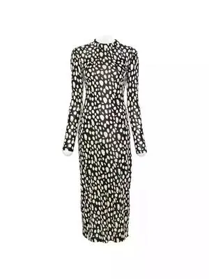 Patrizia Pepe Graphic-print Long-sleeve Dress - Black