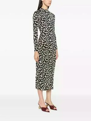 Patrizia Pepe Graphic Print High Neck Long Sleeve Dress