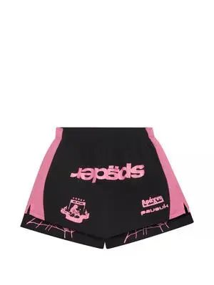 SP5DER Soccer Double-layer Logo-print Shorts - Black