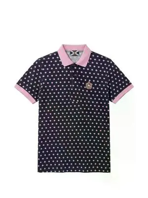 JOHNNY LAMBS Polka-dot Embroidered-logo Polo Shirt - Black