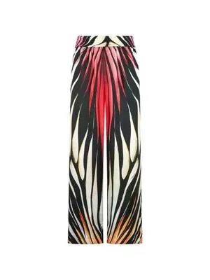 Roberto Cavalli Ray Print Silk-satin Trousers - Black