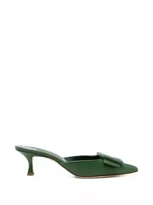 Manolo Blahnik Maysale Buckle Detail Mules - Green